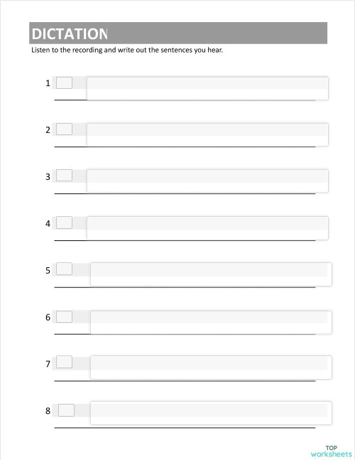 Dictation: interactive worksheets and online exercises | TopWorksheets