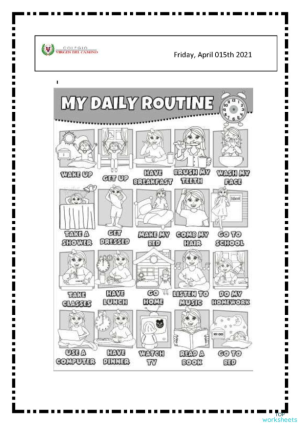 Daily routine 4to grado. Interactive worksheet | TopWorksheets