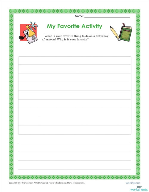 Writing - My Favorite Activity. Interactive worksheet | TopWorksheets