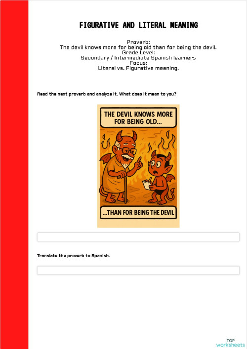 FIGURATIVE AND LITERAL MEANING. Interactive worksheet | TopWorksheets