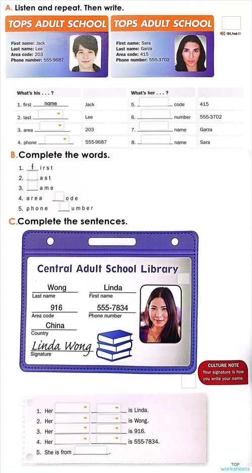 Personal Information Review. Interactive worksheet | TopWorksheets