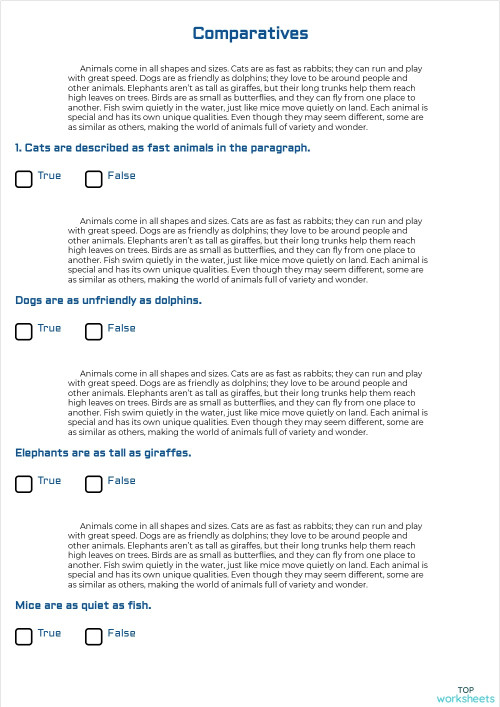 As...as: interactive worksheets and online exercises | TopWorksheets