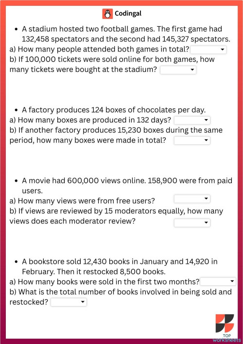 M_G04M07L22_WC01_Multistep word problems of operations. Interactive worksheet | TopWorksheets