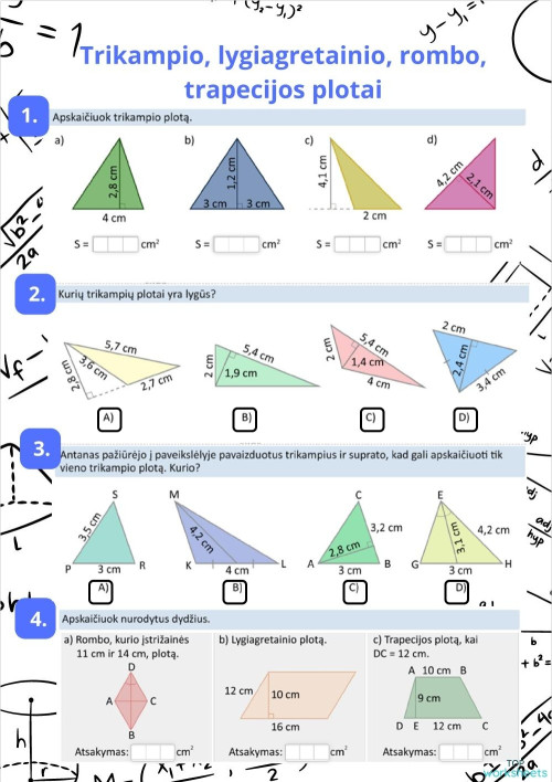 Trikampiai, keturkampiai: interactive worksheets and online exercises ...