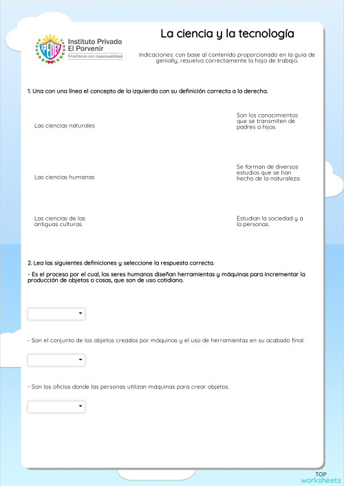 La ciencia y la tecnología. Ficha interactiva | TopWorksheets