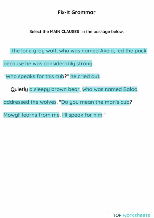 Fix-It! Grammar. Interactive worksheet | TopWorksheets