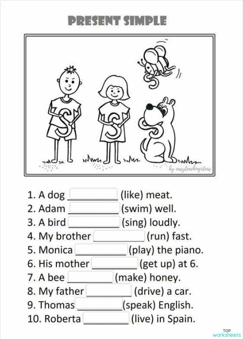 Present Simple Affirmative Interactive Worksheet Topworksheets