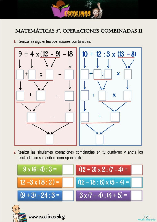 Matemáticas 5º. Operaciones combinadas II. Ficha interactiva ...