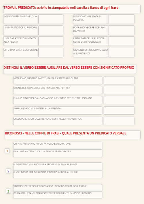 IL PREDICATO VERBALE. Scheda interattiva | TopWorksheets