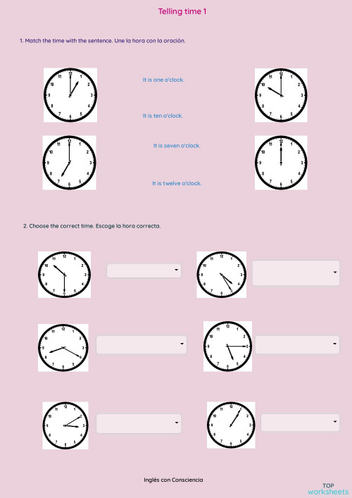 Tick tock time. Interactive worksheet | TopWorksheets