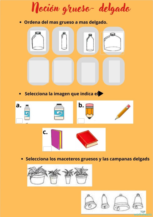 Nocio grueso- delgado. Ficha interactiva | TopWorksheets