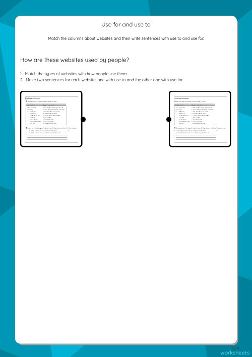 Use for and use to. Interactive worksheet | TopWorksheets