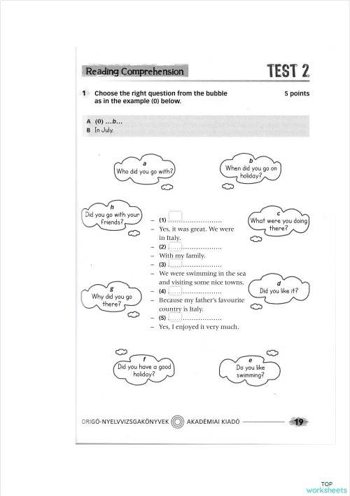 ORIGO Test 2. Interactive worksheet | TopWorksheets