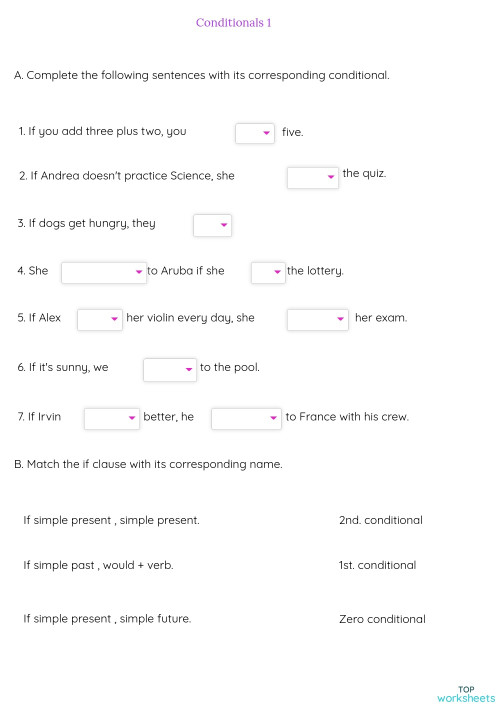 Conditionals 1. Interactive worksheet | TopWorksheets