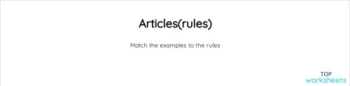 Articles(rules). Interactive worksheet | TopWorksheets