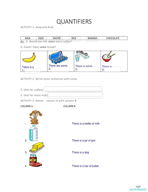 QUANTIFIERS. Interactive worksheet | TopWorksheets