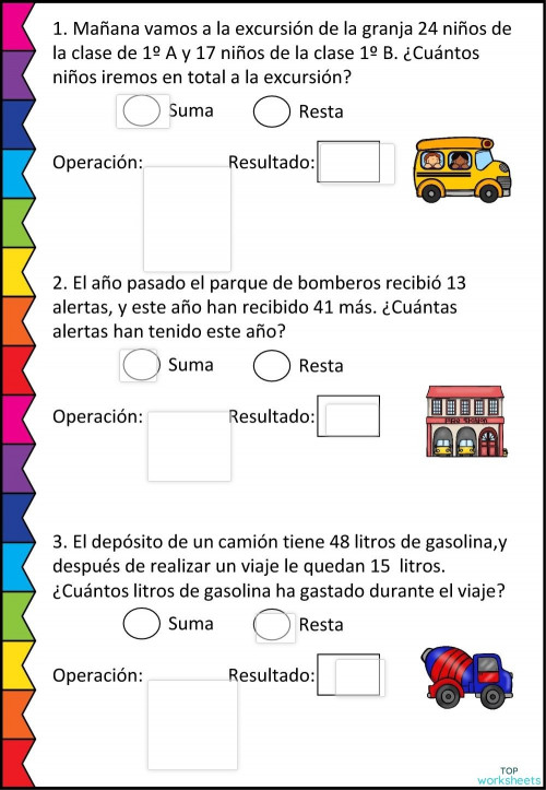 PROBLEMAS DE MATES. Ficha interactiva | TopWorksheets