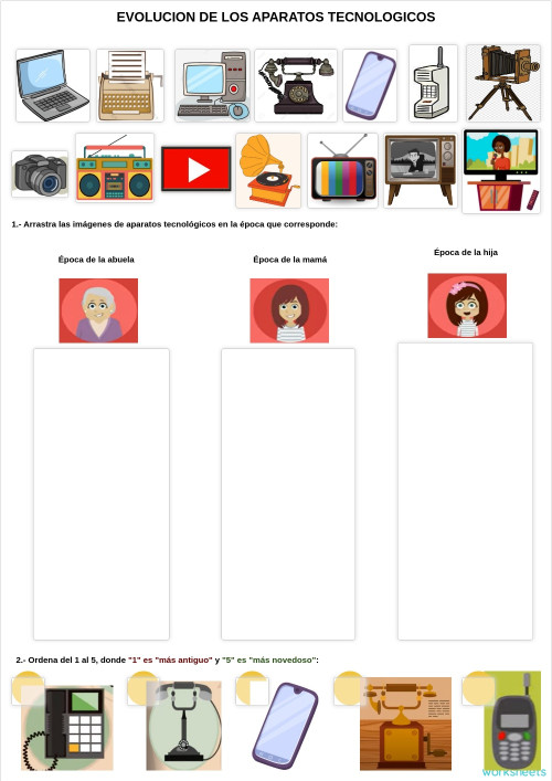 Evolución de los aparatos tecnológicos. Ficha interactiva | TopWorksheets