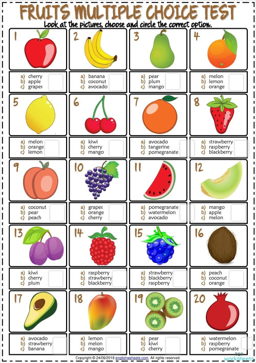 Fruit test. Interactive worksheet | TopWorksheets