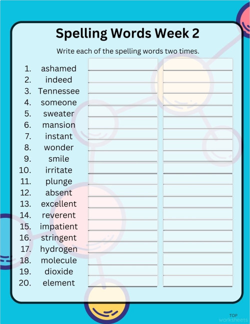 Spelling Words 2.1. Interactive worksheet | TopWorksheets