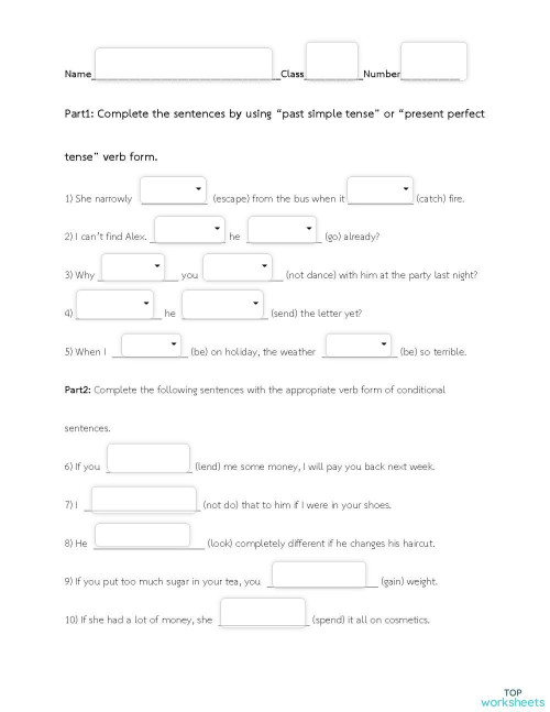Review Test Level 2. Interactive worksheet | TopWorksheets