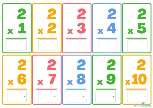 Multiplicação Colorido Folhas de Flashcard. Ficha interativa ...