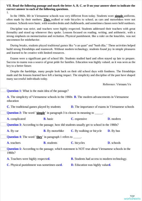 PRACTICE MULTIPLE CHOICE UNIT 04 (G9). Interactive worksheet | TopWorksheets