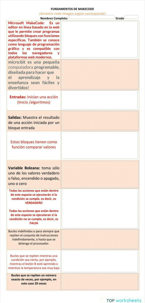 Fundamentos de Makecode microbit. Ficha interactiva | TopWorksheets