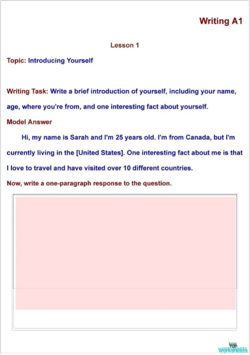 Writing exam A1. Interactive worksheet | TopWorksheets