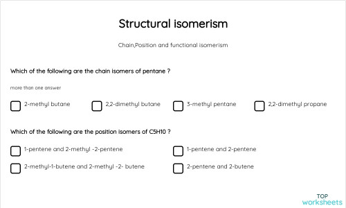 Structural isomerism. Interactive worksheet | TopWorksheets
