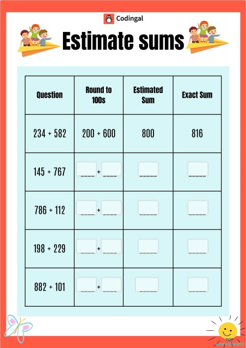 M_G03M12L25_WA02_Estimate_sums_4. Interactive worksheet | TopWorksheets