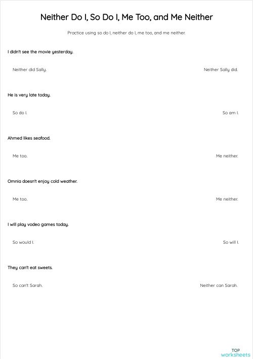 Interactive worksheets and online exercises in english | TopWorksheets