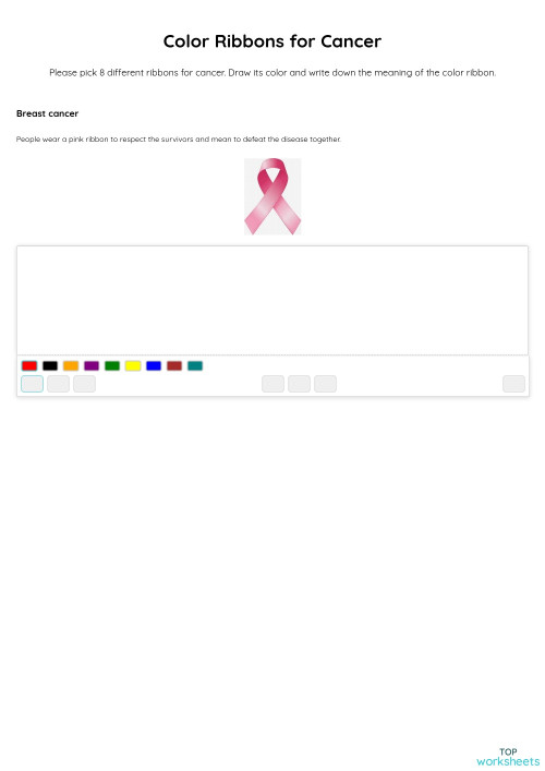 Color Ribbons for Cancer. Interactive worksheet | TopWorksheets