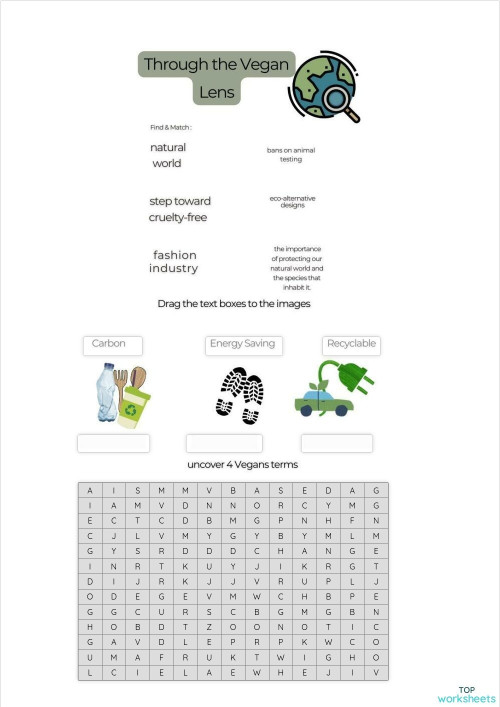 Through the Vegan Lens. Interactive worksheet | TopWorksheets