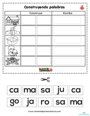 Construyendo palabras. Ficha interactiva | TopWorksheets