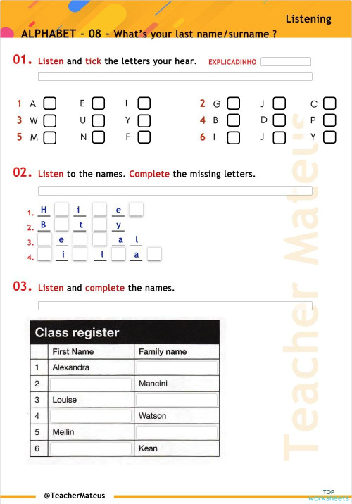 Listening: interactive worksheets and online exercises | TopWorksheets
