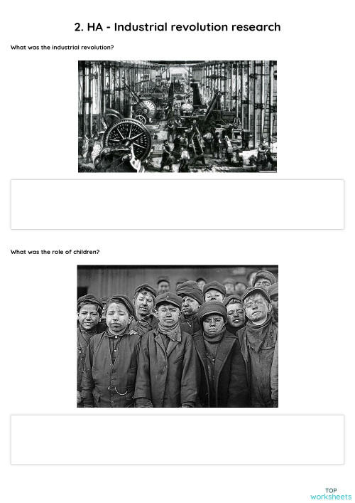 2. HA - Industrial revolution research. Interactive worksheet ...