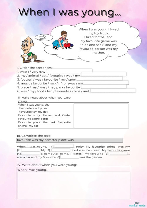 My childhood. Interactive worksheet | TopWorksheets