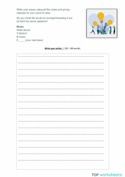 Write an essay. Interactive worksheet | TopWorksheets