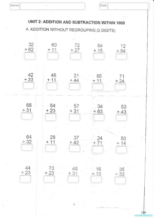 Addition within 1000 without Regrouping Y2. Interactive worksheet | TopWorksheets