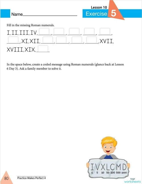 Lesson 10: Exercise 5 Pg 80. Interactive worksheet | TopWorksheets