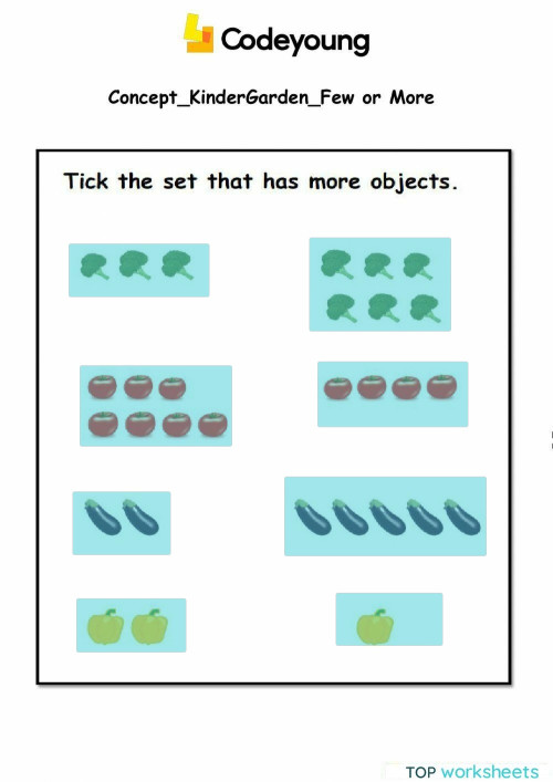 Fewer, more, and same. Interactive worksheet | TopWorksheets