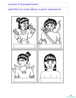 A quien representa? sociedad taína. Ficha interactiva | TopWorksheets