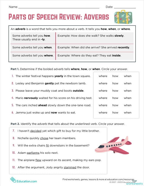 Adverbs: interactive worksheets and online exercises | TopWorksheets