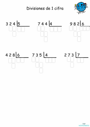División de una cifra. Ficha interactiva | TopWorksheets