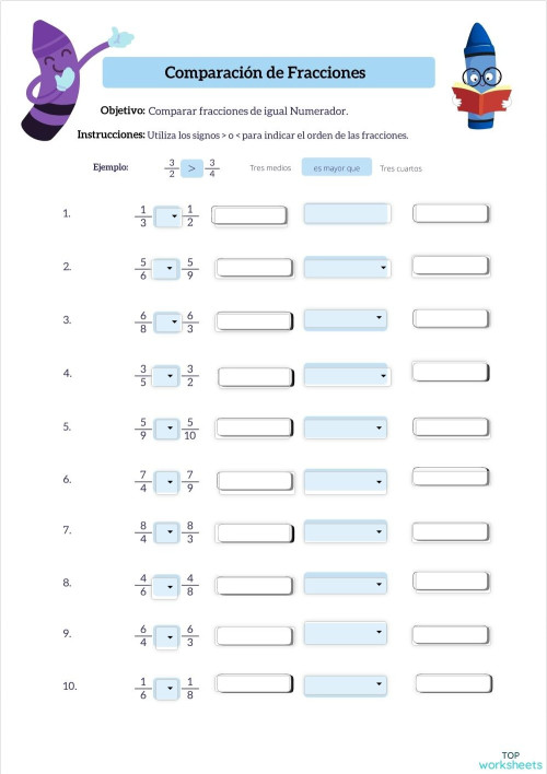 FRACCIONES EQUIVALENTES. Ficha interactiva | TopWorksheets