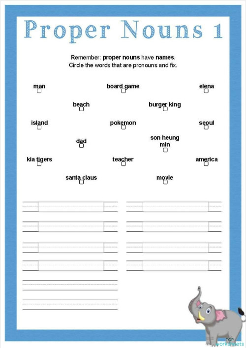 Proper Nouns 1. Interactive worksheet | TopWorksheets