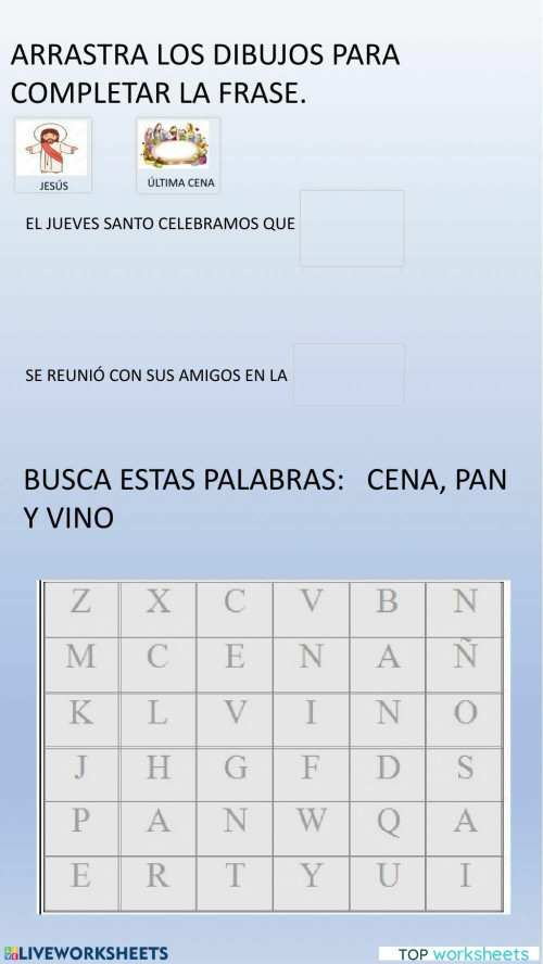 Última cena. Ficha interactiva | TopWorksheets