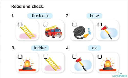 The fire truck. Interactive worksheet | TopWorksheets