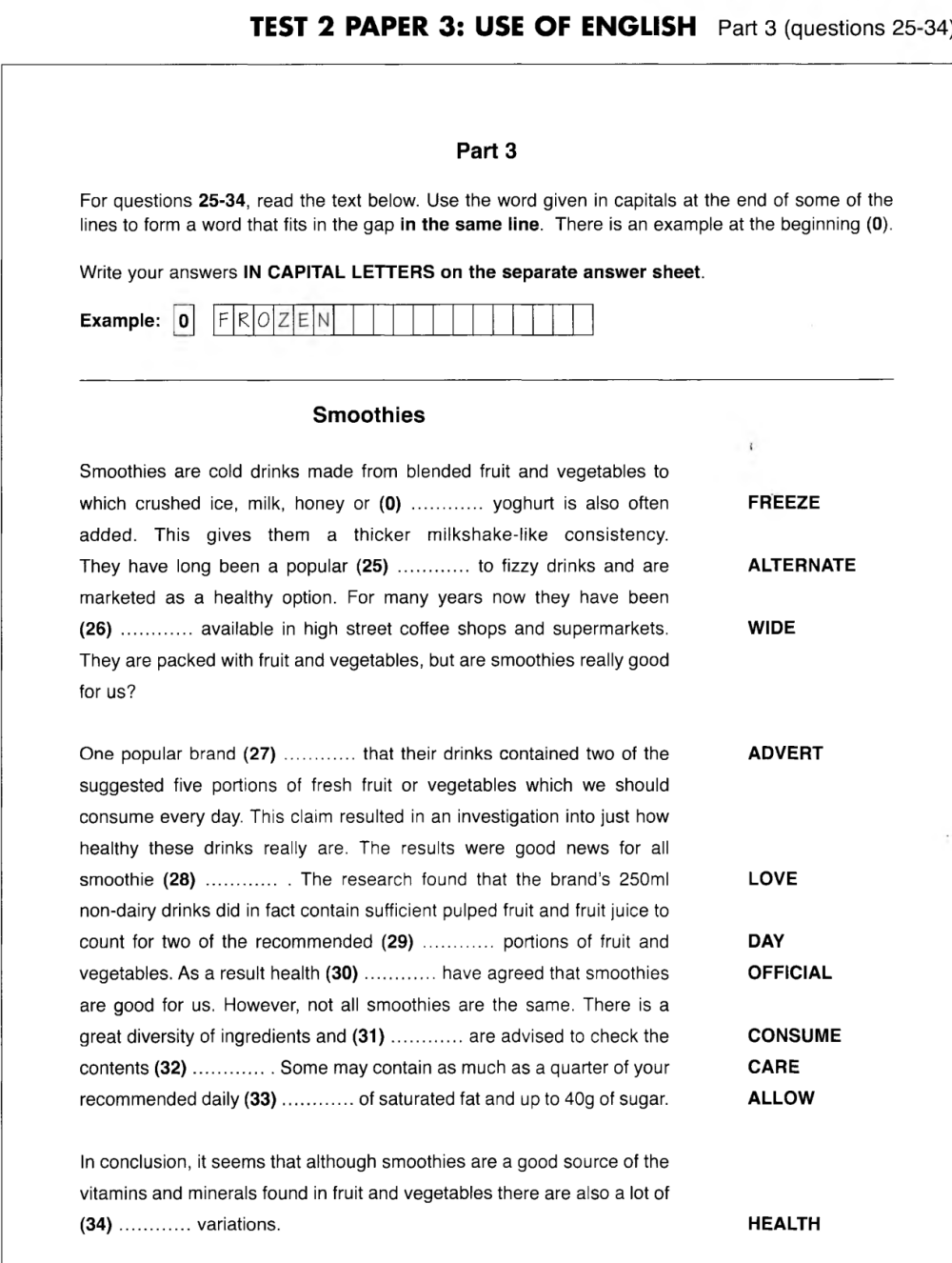 TEST 2 READING AND USE OF ENGLISH. Interactive worksheet | TopWorksheets